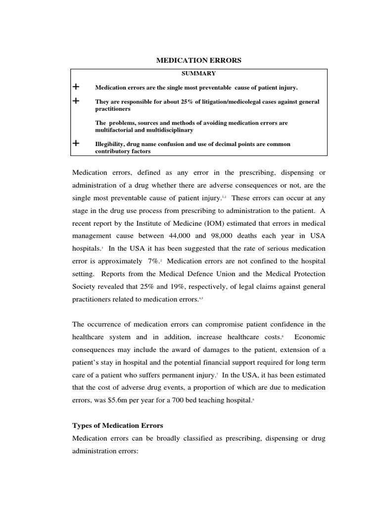 MEdication Errors | PDF | Medical Prescription | Medical Error