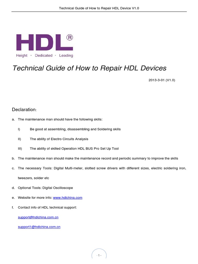 Technical Guide of How To Repair HDL Devices V1.0 | PDF | Power Supply ...