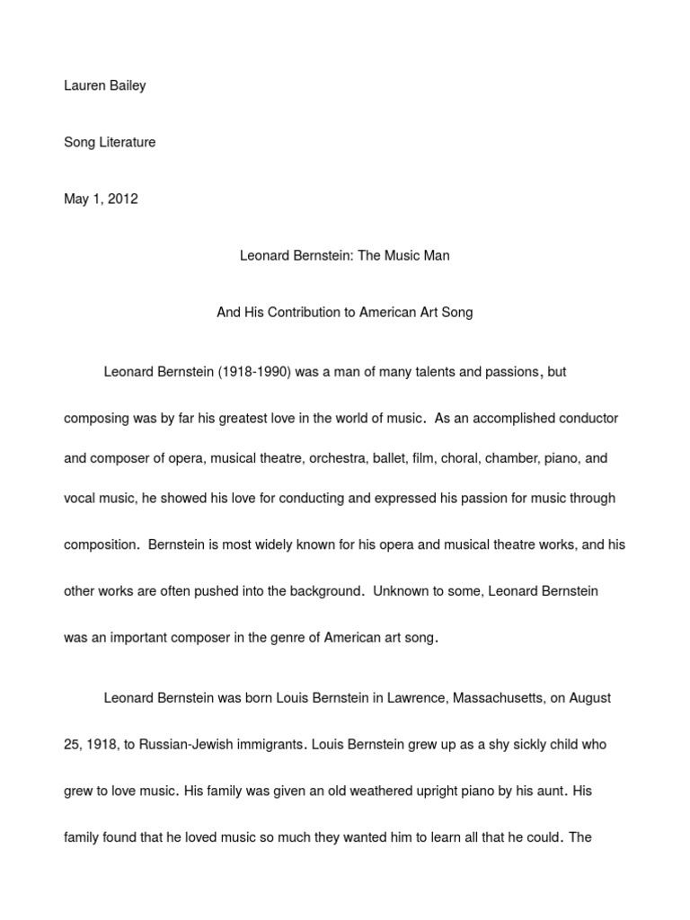 Leonard Bernstein: The Music Man and His Contribution To American Music ...