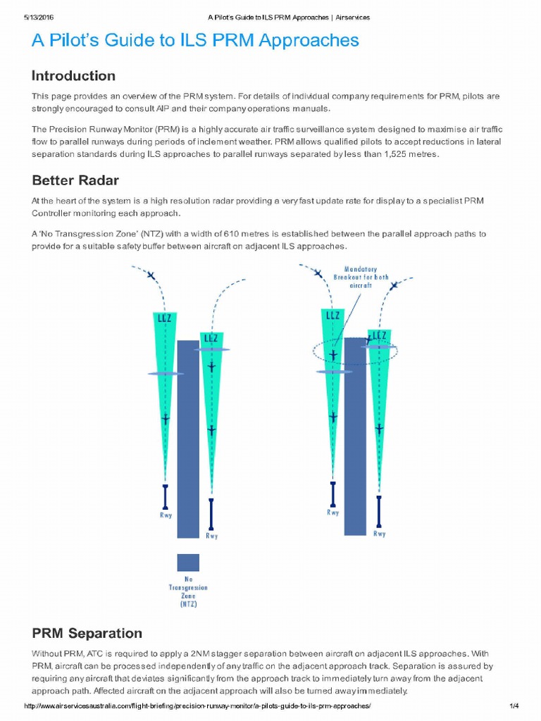 PRM Approaches - A Pilot’s Guide | Air Traffic Control | Aviation Safety