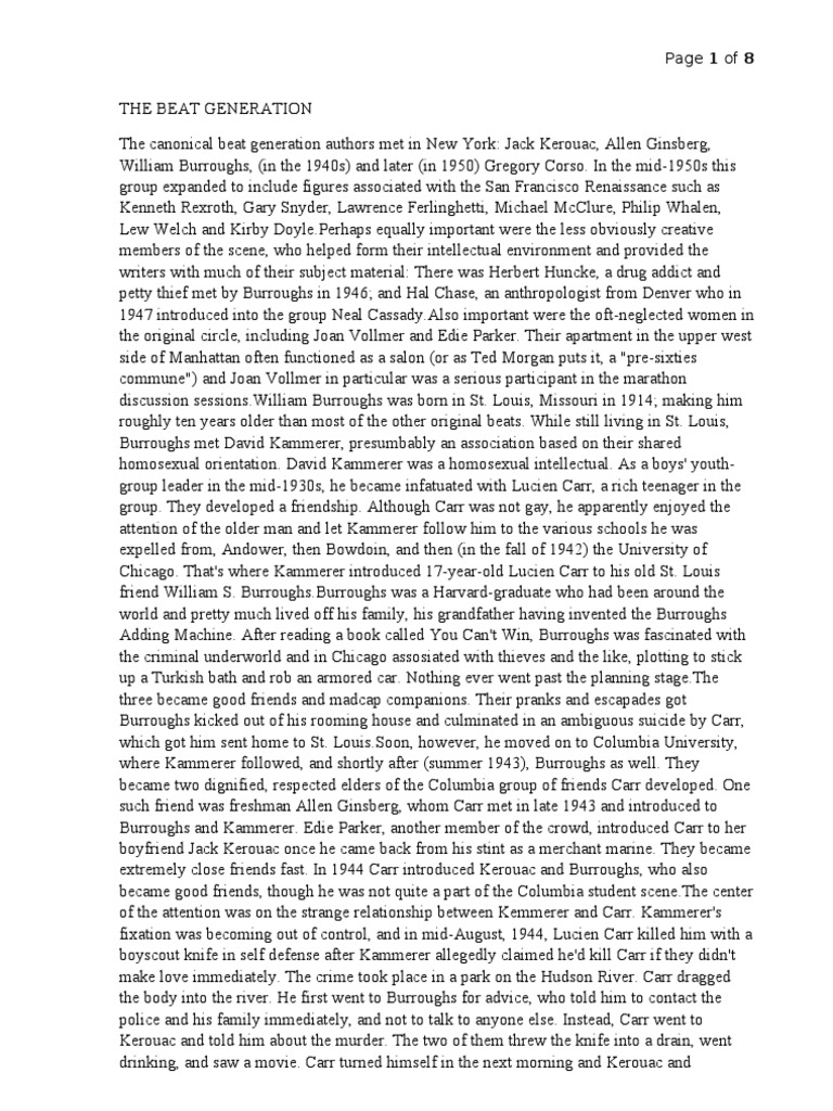 Overview of the Beat Generation | PDF | Beat Generation | Allen Ginsberg