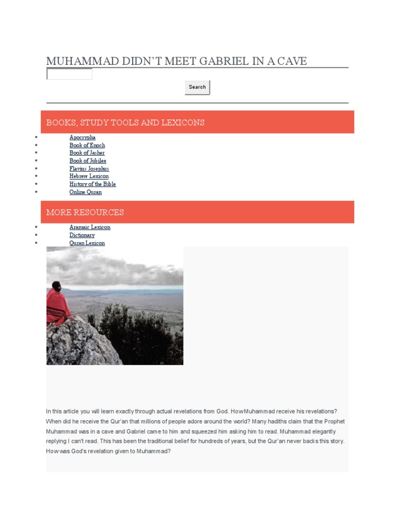 Muhammad Didn't Meet Gabriel in A Cave | PDF | Gabriel | Revelation