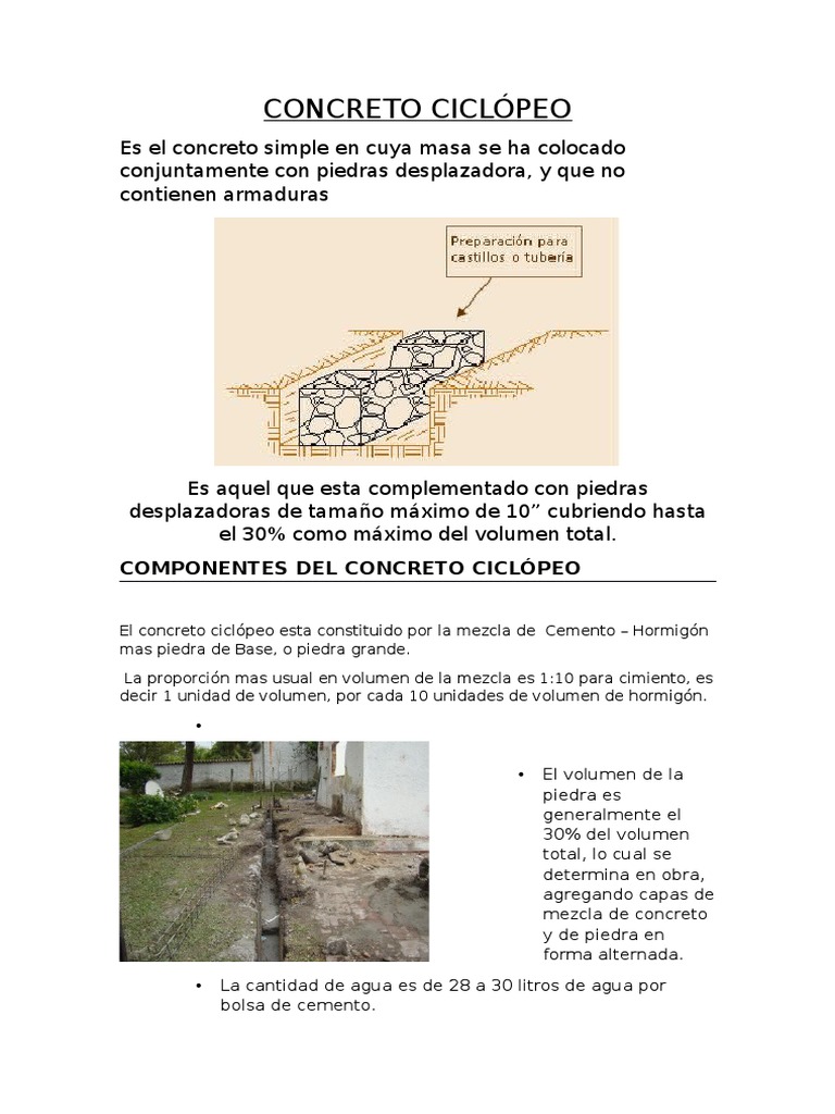 Concreto Ciclópeo | PDF | Fundación (Ingeniería) | Hormigón
