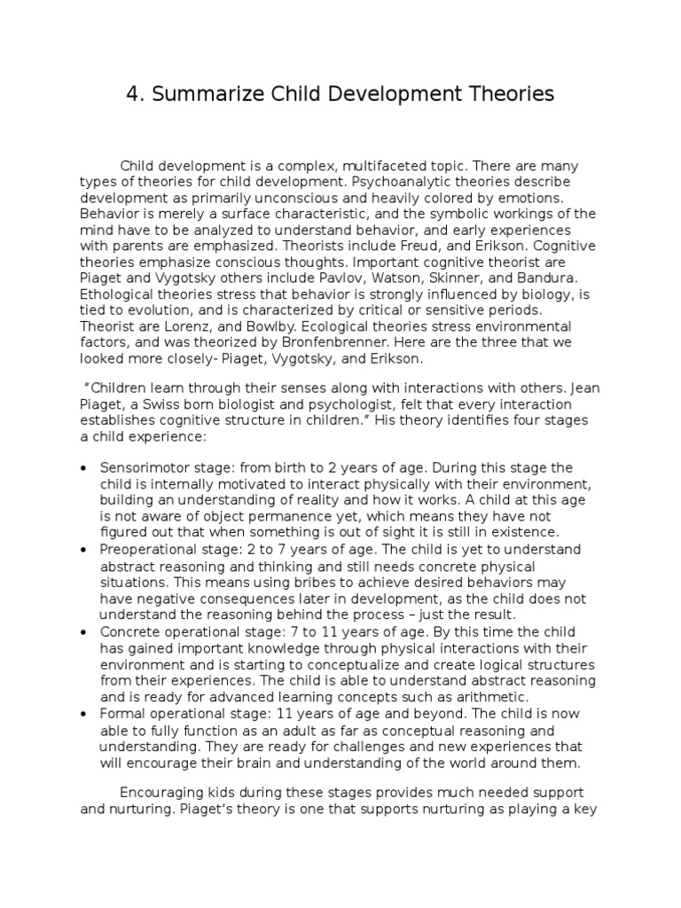 Key Theories in Child Development | PDF | Child Development | Relationships