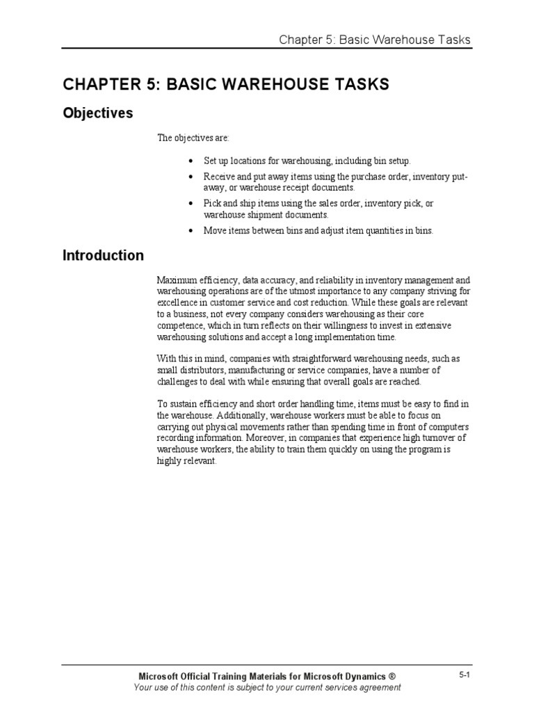 Basic Warehouse Task | Warehouse | Receipt