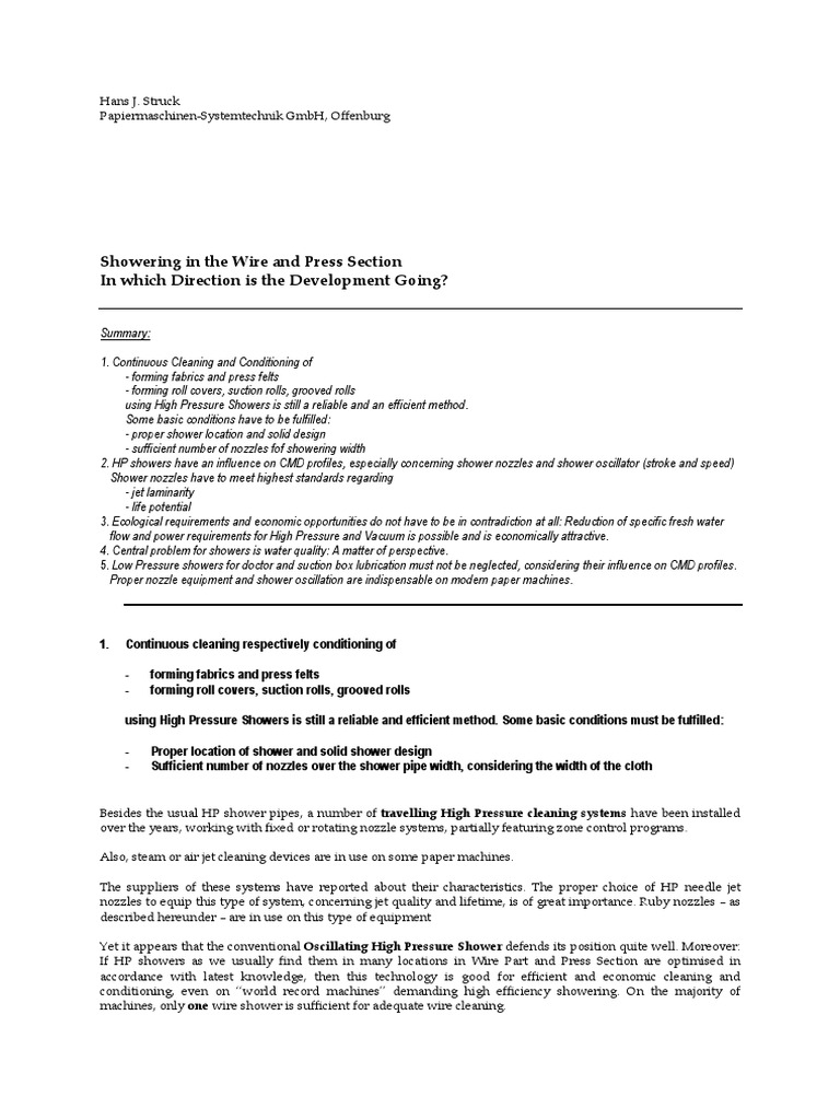 Optimizing High Pressure Showers in Paper Machines | PDF | Jet Engine ...