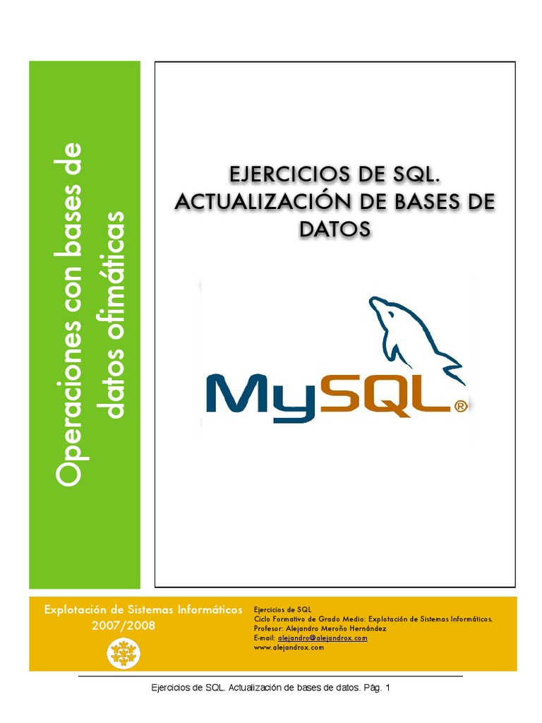 1.3-Ejercicios DDL y DML | PDF | Tabla (base de datos) | SQL