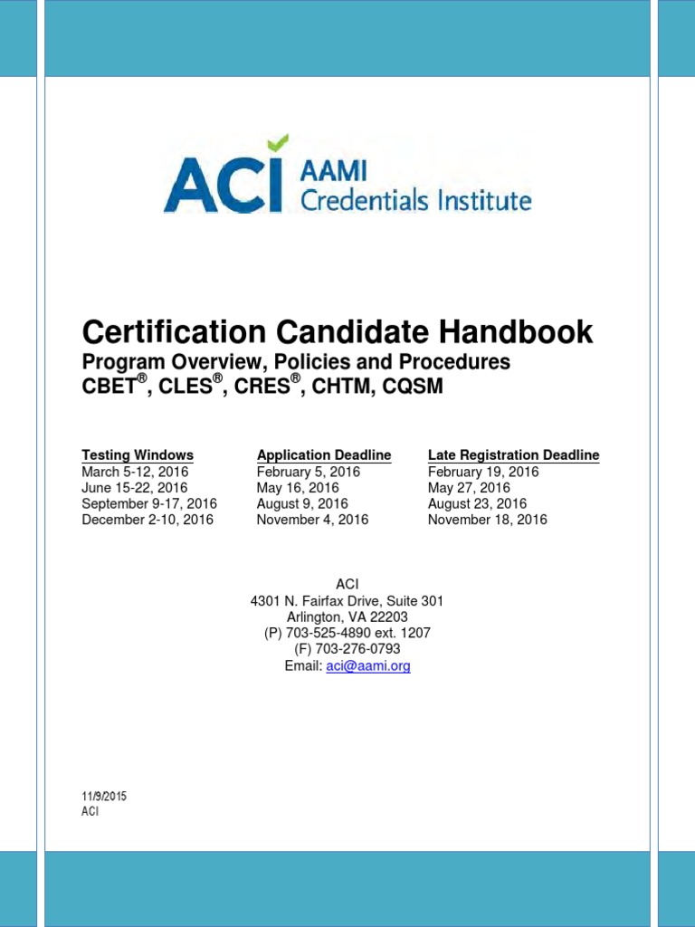 Certification Candidate Handbook | PDF | Biomedical Engineering ...