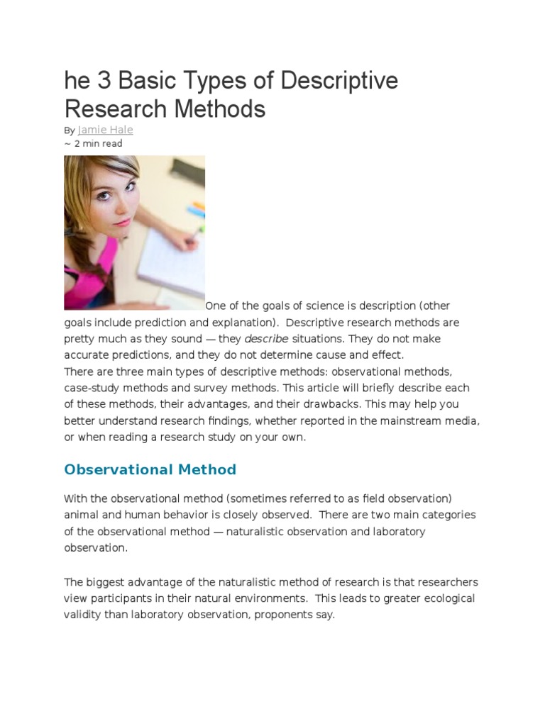 He 3 Basic Types of Descriptive Research Methods | Download Free PDF ...