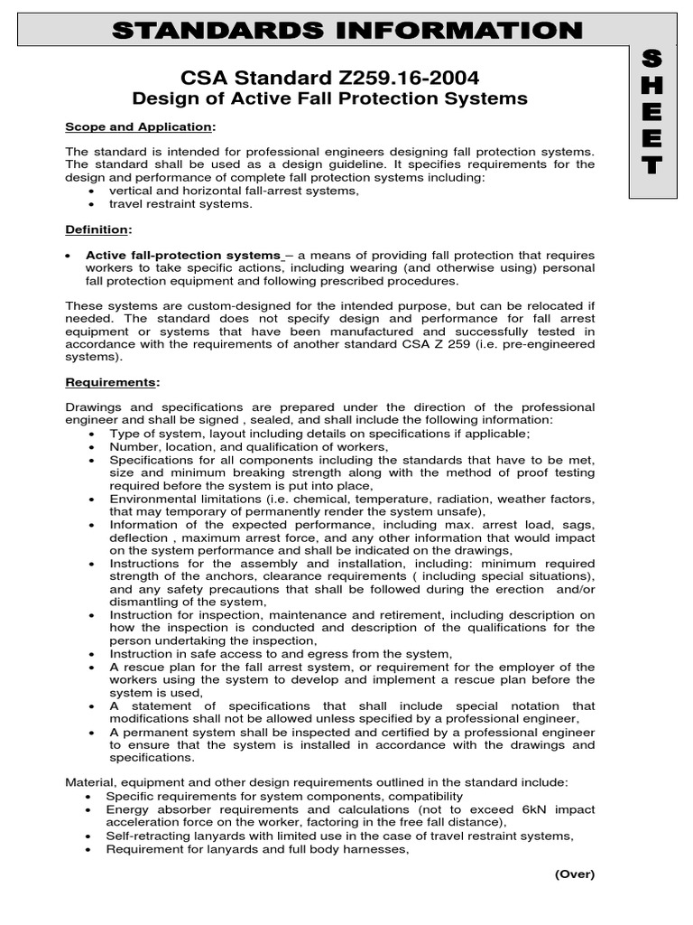 Standardcsa Fallprotect z259!16!2004 | PDF | Engineering