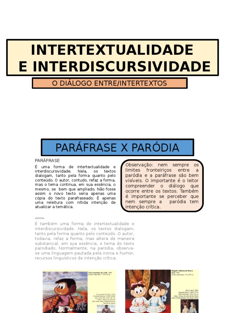 Intertextualidade e Interdiscursividade | PDF | Noé | Paródia