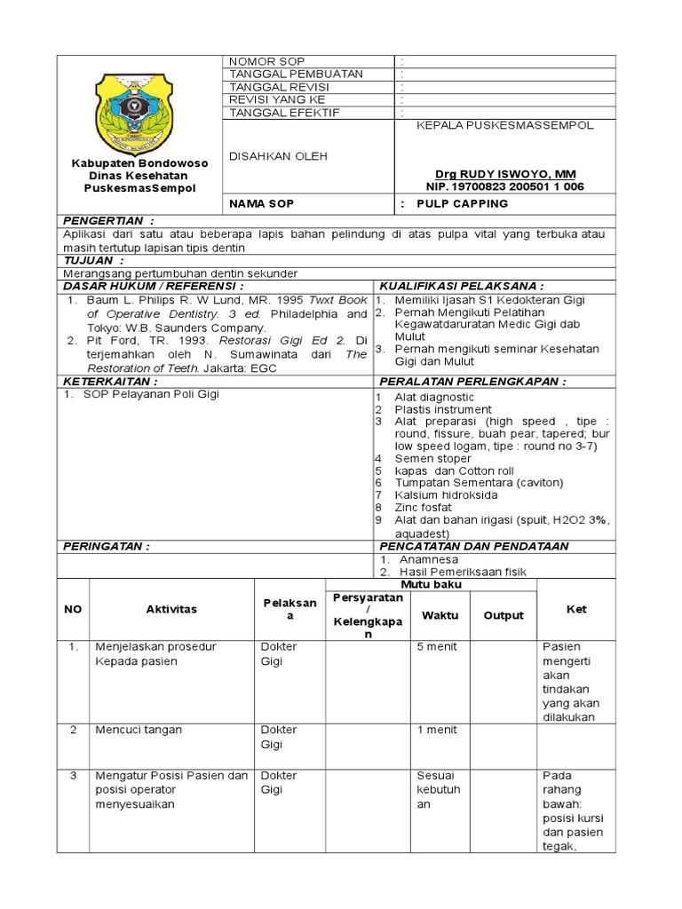 SOP Pulp Capping | PDF