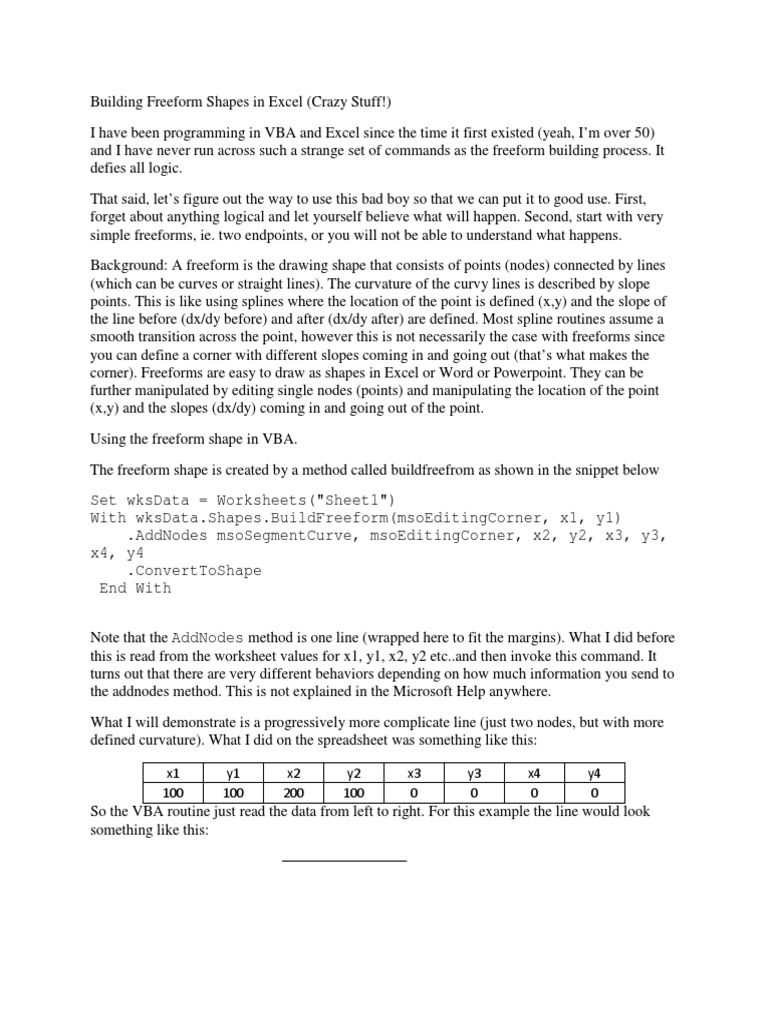 Building Freeform Shapes in Excel | PDF | Slope | Microsoft Excel