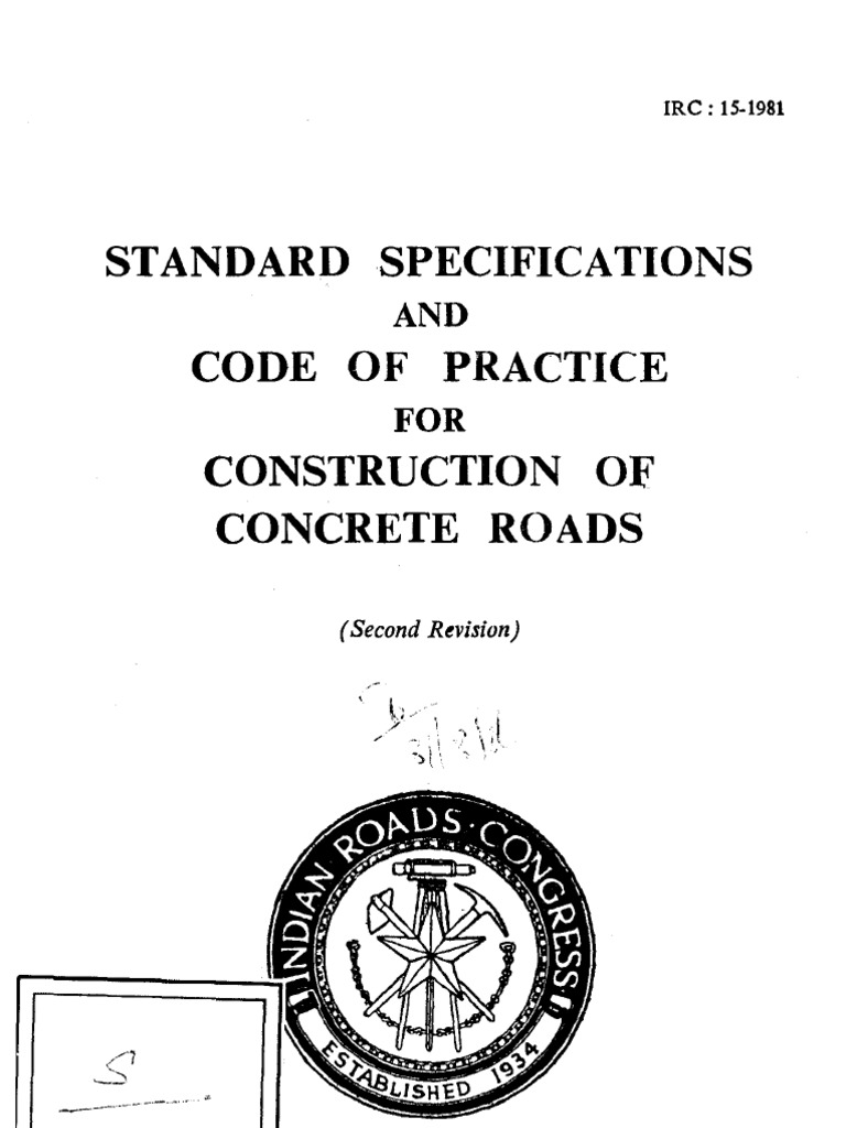 IRC Code for Concrete Road Construction | PDF | Road Surface | Concrete