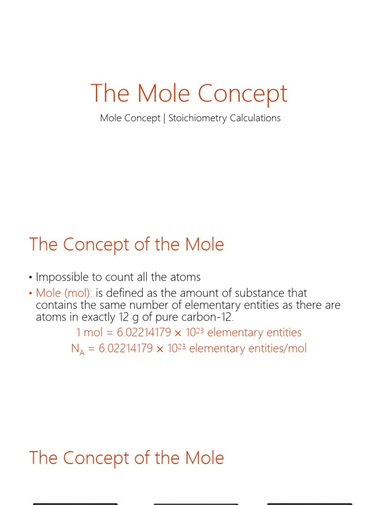 6-The Mole Concept | PDF | Mole (Unit) | Chemical Elements