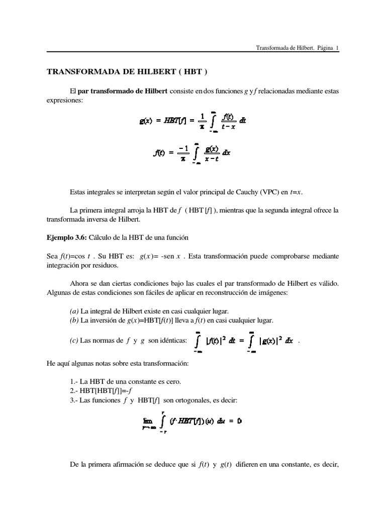 Propiedades de la Transformada Hilbert | PDF | Transformada de Fourier ...