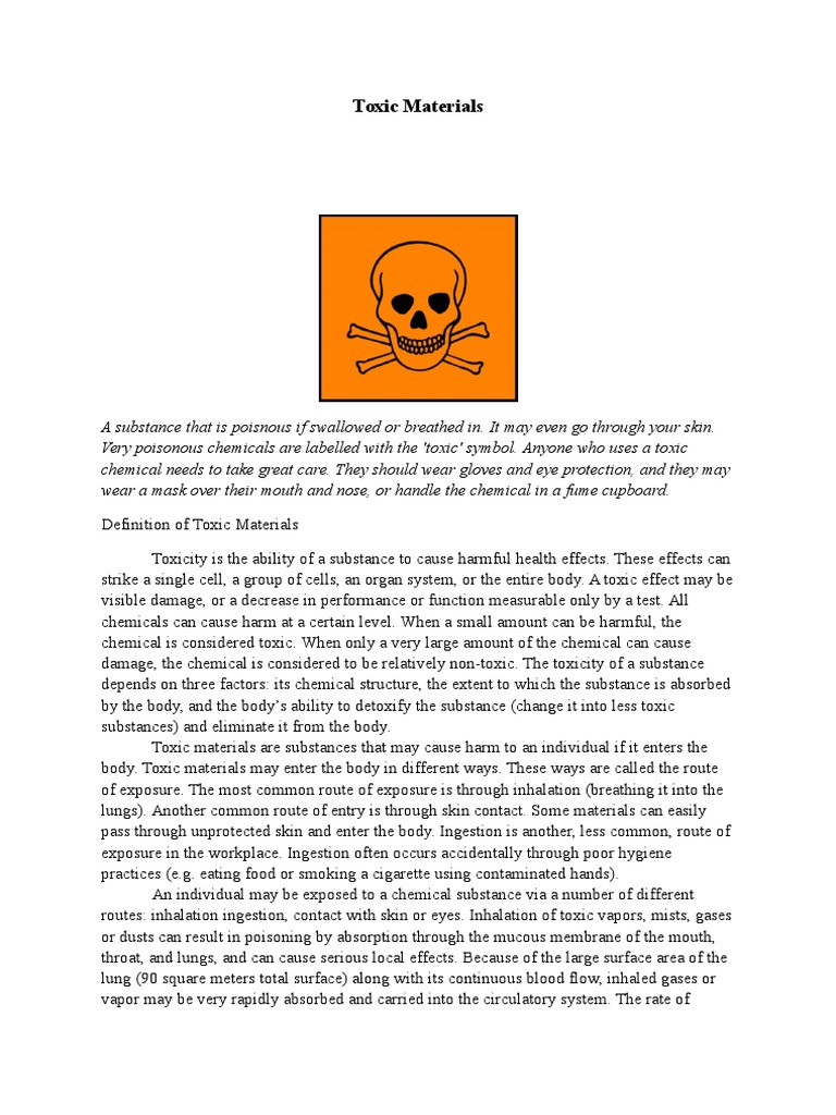 Toxic Materials | PDF | Toxicity | Chemical Substances