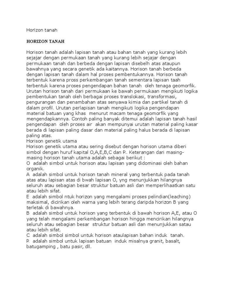 Horizon Tanah | PDF | Sains & Matematika