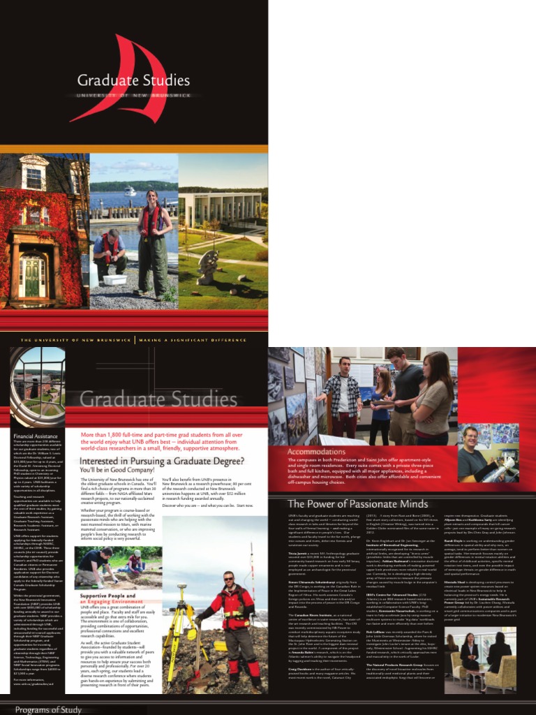 UNB Graduate Studies Brochure 2014 | PDF | Graduate School | Academic ...