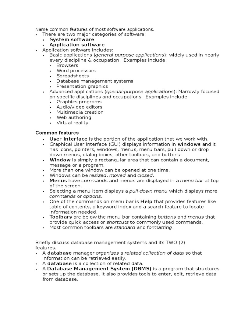 Basic Application Software | PDF | Databases | Menu (Computing)