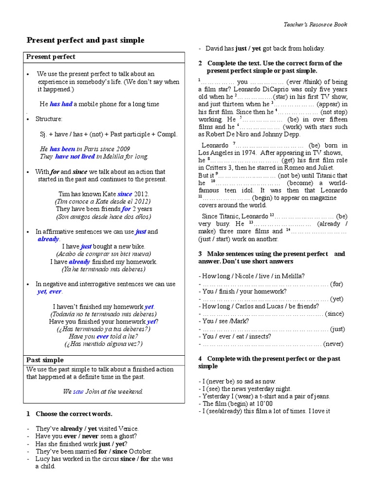 Present Perfect and Past Simple | PDF | Linguistics | Language Mechanics