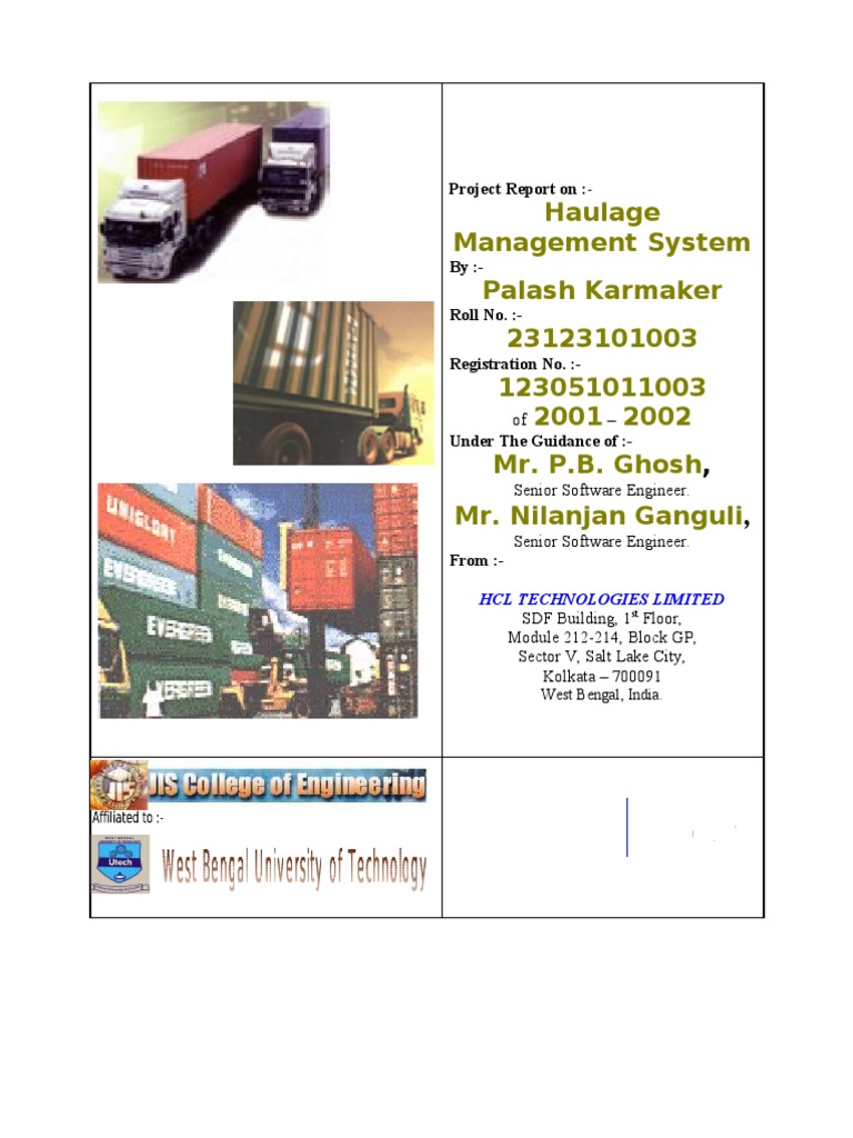 Project Report | PDF | Logistics | Invoice