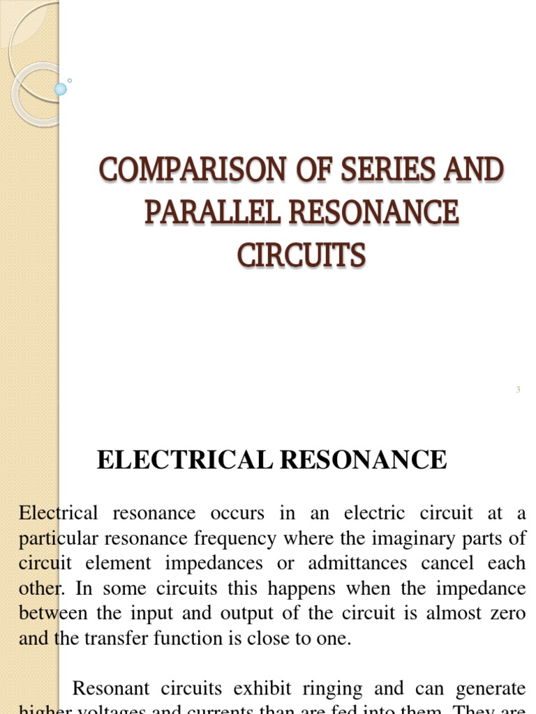 Comparison of Series and Parallel Resonance Circuits | PDF ...