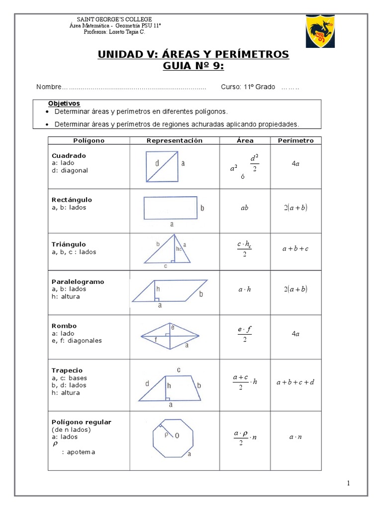 Areas y Perimetros de Polígonos | Triángulo | Rectángulo