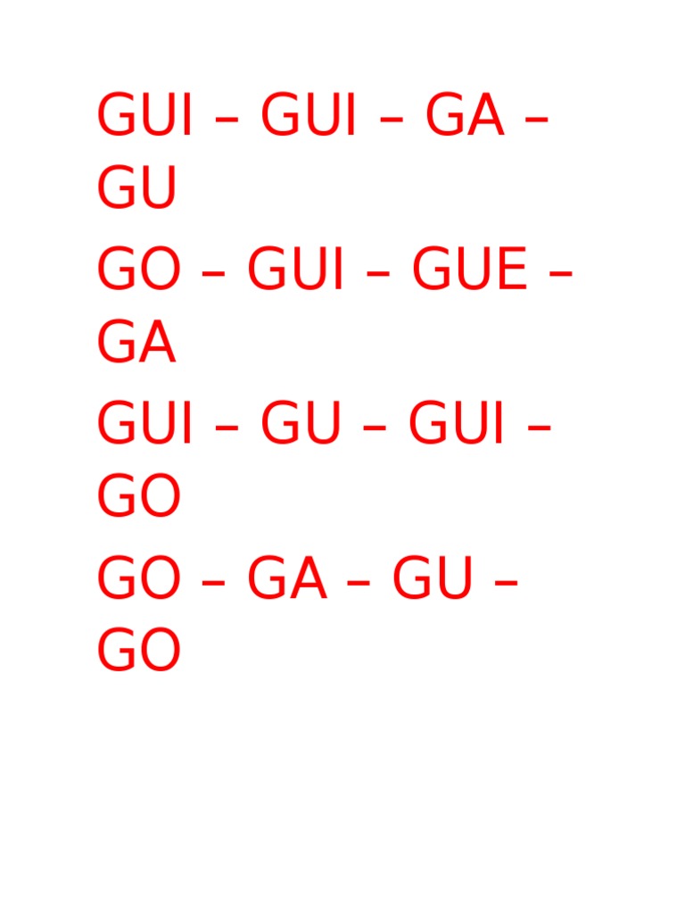 Gui - Gui - Ga - GU Go - Gui - Gue - GA Gui - Gu - Gui - GO Go - Ga ...