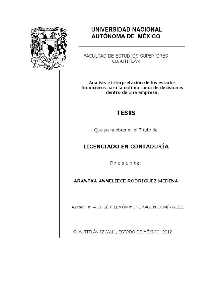 Tesis UNAM | PDF | Contabilidad | Calidad (comercial)