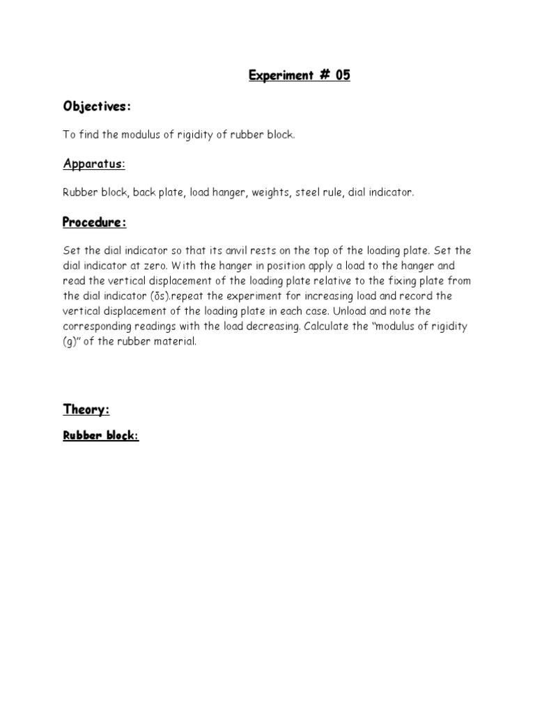 Experiment of Rubber Block | PDF | Young's Modulus | Elasticity (Physics)