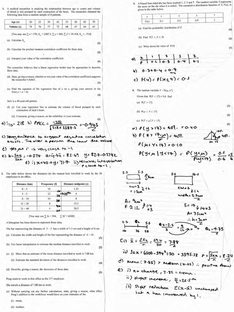 June 2014 (IAL) MA - S1 Edexcel | PDF | Regression Analysis ...