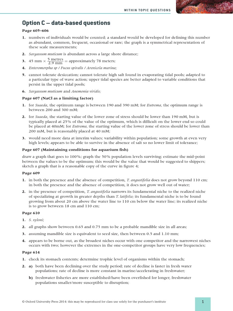 Ib Bio Answers Optionc | PDF | Food Web | Predation