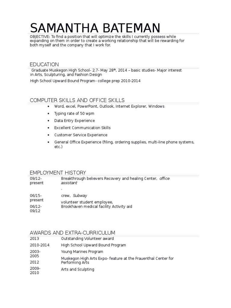 Samantha Bateman's Resume Overview | PDF | Career & Growth