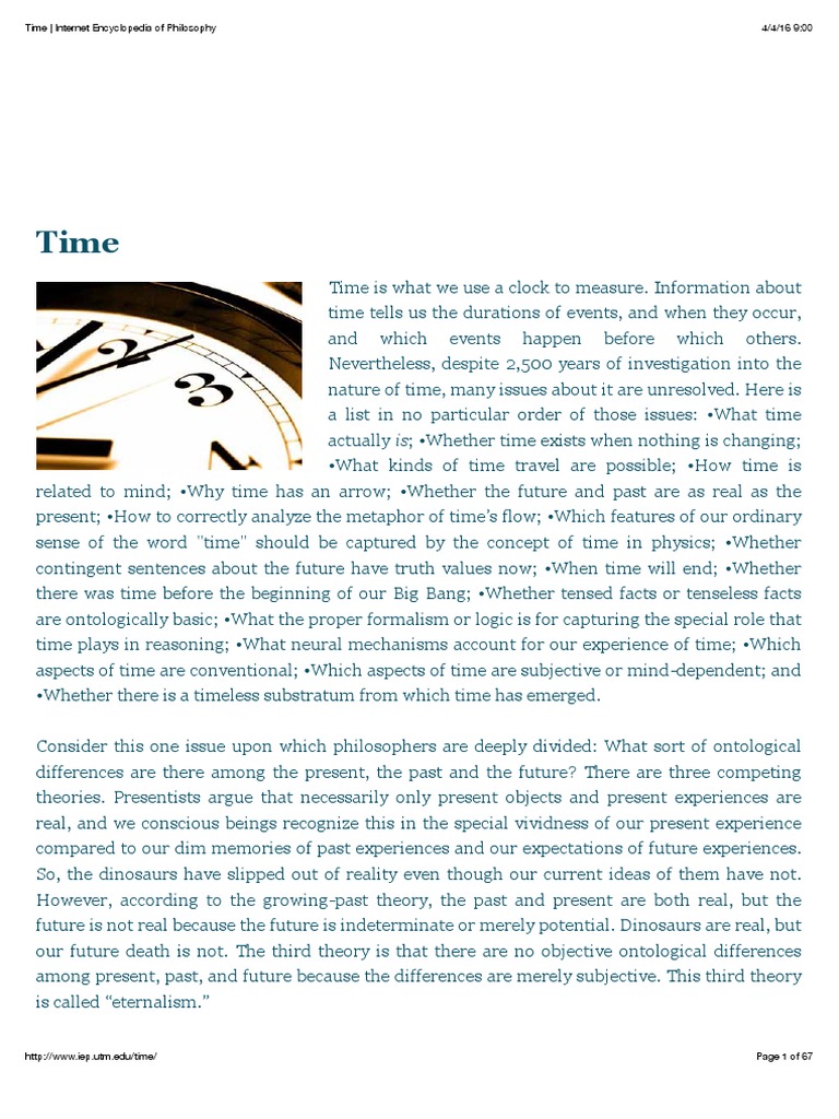 Time - Internet Encyclopedia of Philosophy | PDF | Time | Space