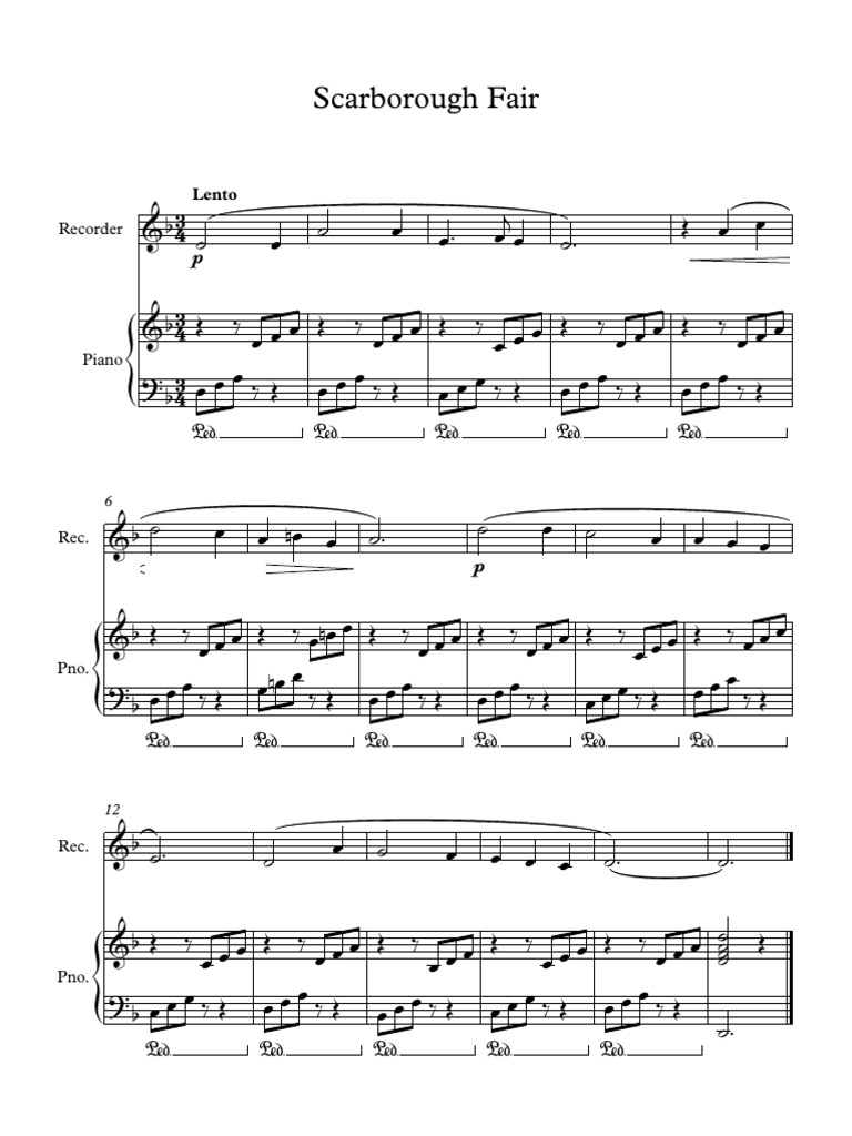 Scarborough Fair For Soprano Recorder | PDF | Arts du langage et ...