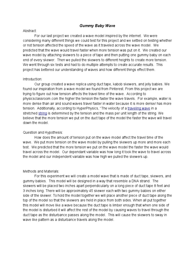 Wave Project Essay | PDF | Tension (Physics) | Waves