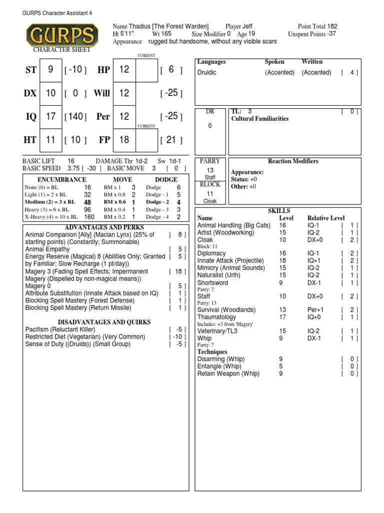 ST DX IQ HT HP Will Per FP: Languages Spoken Written | PDF | Melee ...