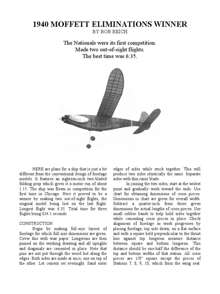 Rubber-Powered Model Airplane Plans | PDF | Aviation | Aerospace ...