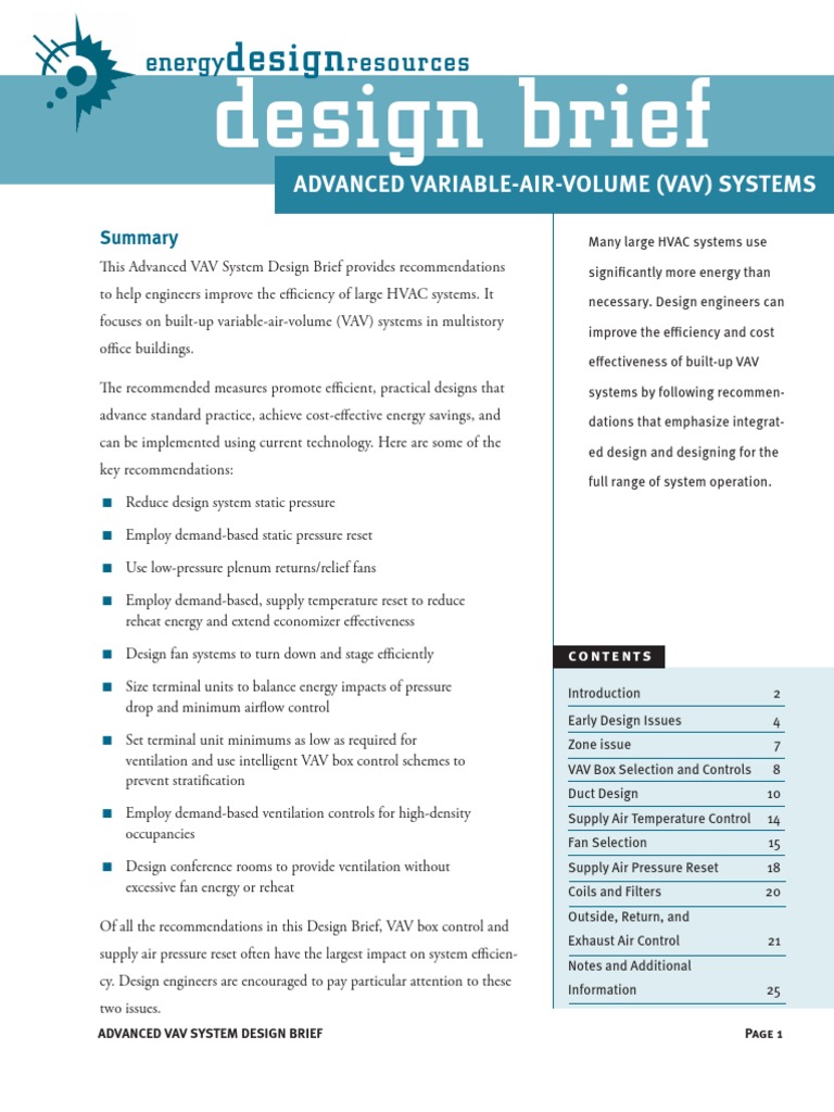 Design Briefs Advanced VAV Systems | PDF | Duct (Flow) | Hvac