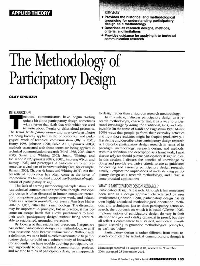 Spinuzzi The Methodology of Participatory Design | PDF | Ethnography ...