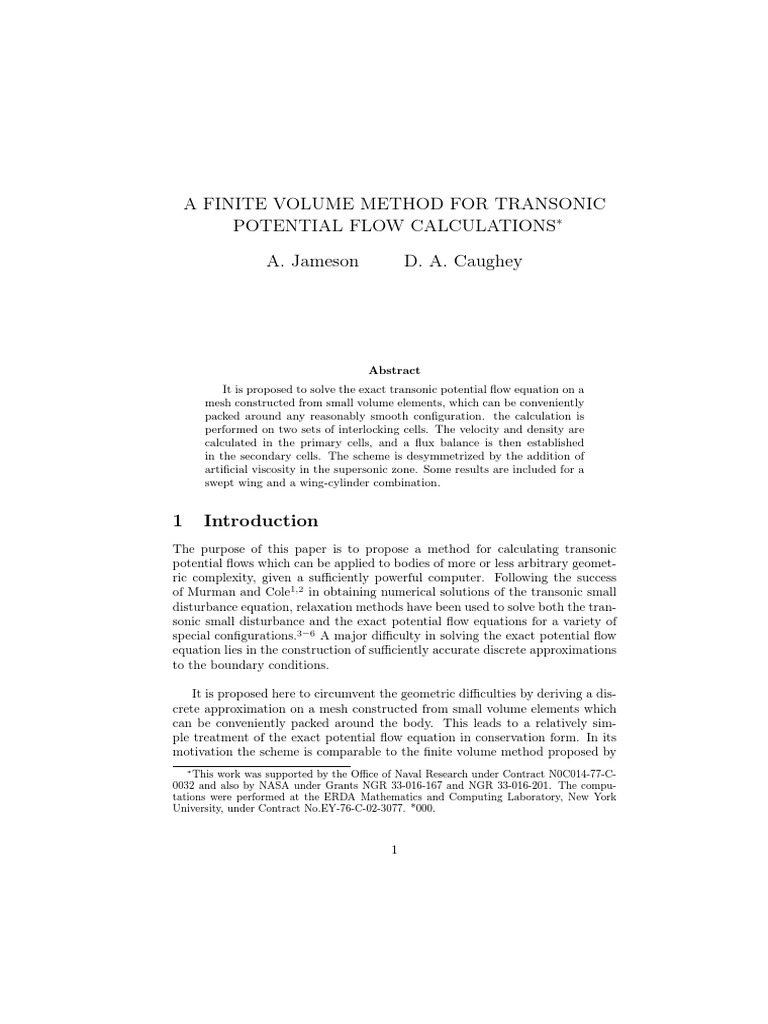 Finite Volume Method For Transonic Potential Flow Calculations | PDF | Shock Wave | Fluid Dynamics