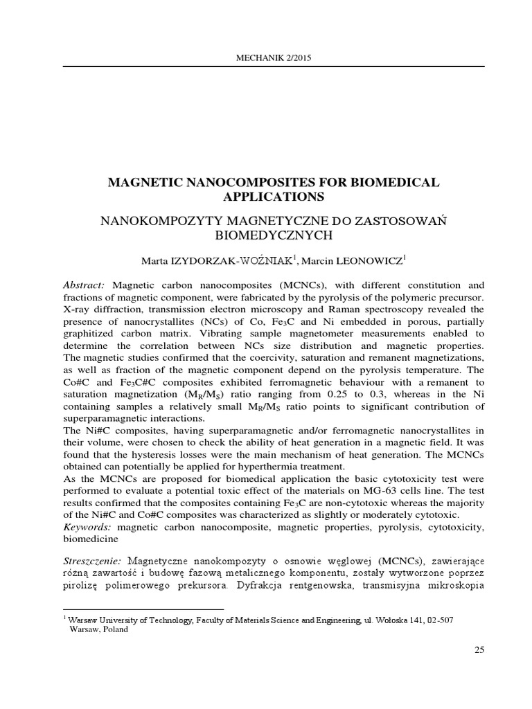 Magnetic Nanocomposites For Biomedical Applications: Nanokompozyty ...