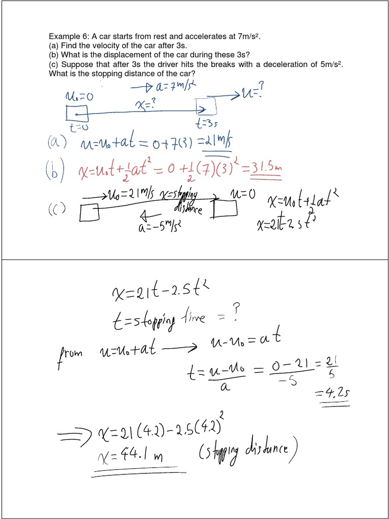 Kinematics1D Solved Exercises | PDF | Acceleration | Velocity