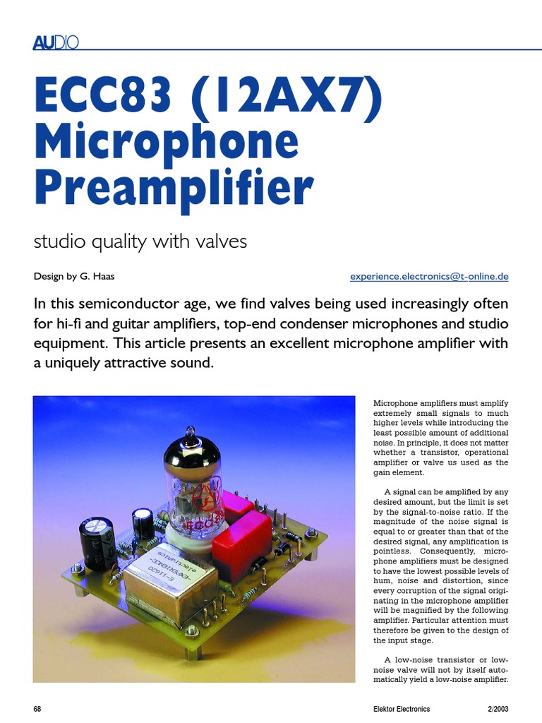 Electronique - Audio - Microphone Valve Preamp | PDF | Amplifier ...