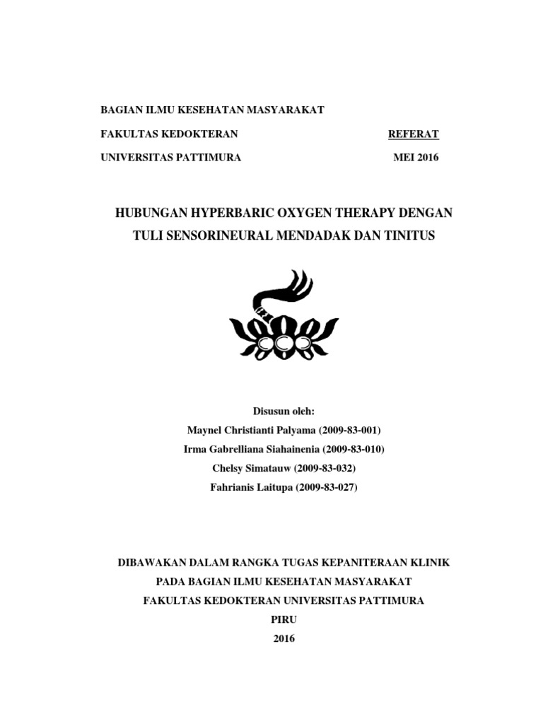 Hubungan Hyperbaric Oxygen Therapy Dengan Tuli Sensorineural Mendadak Dan Tinnitus | PDF