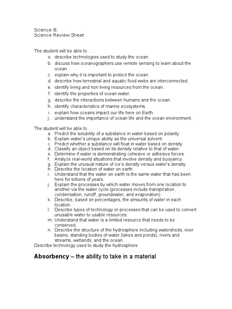 Science 8 Final Review | PDF | Solubility | Soil