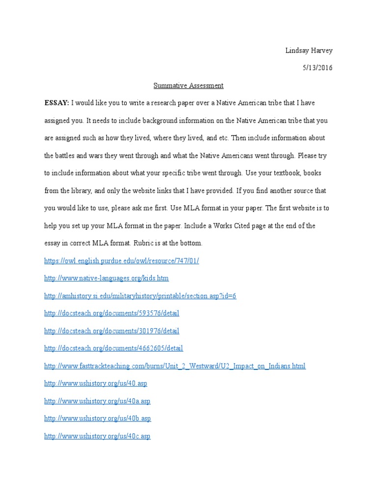 Summative Assessment Native Americans | PDF | Educational Assessment ...