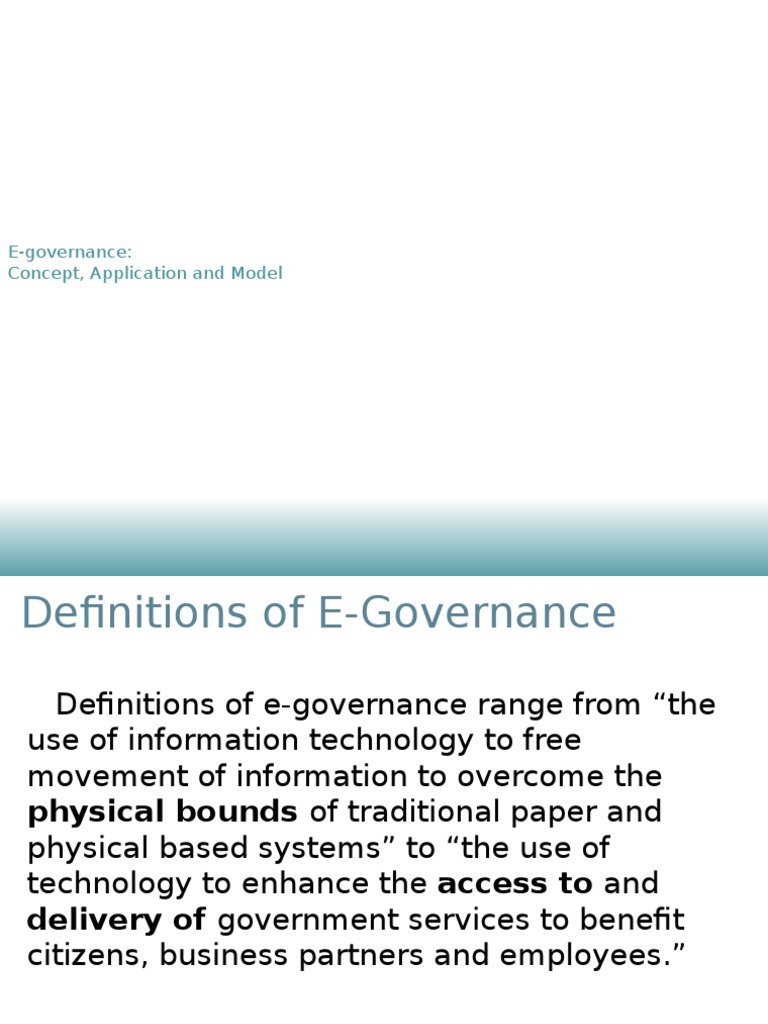 E-Governance: Concept, Application and Model | PDF | Information Age ...