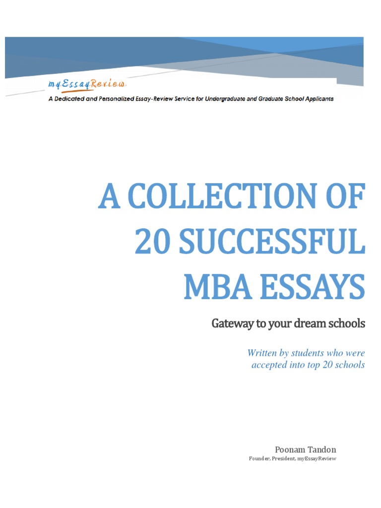 Ebook 20 Sample Essays That Worked | PDF | Master Of Business ...